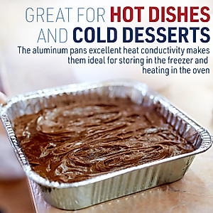 DOBI 8x8 Aluminum Foil Pans With Lids (20 Pack) - 8 Inch Disposable Square Baking Pans with Foil Lids - Tins for Cake, Casserole, Lasagna, Meatloaf, or Brownie. Standrad Size: 8" x 8" x 1.75"