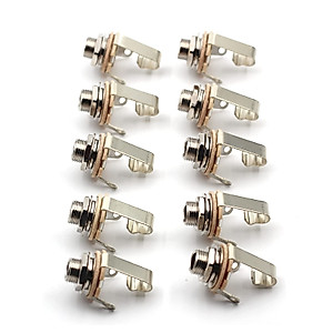 Electric Guitar Output Jack, Switchcraft #11 1/4 Guitar Jack, Audio Jack for Quarter Inch Cable, Nickel Plate Contact, Mono Output Jack, Bulk Lot of 10