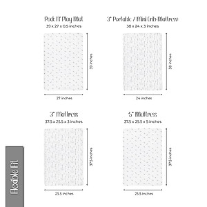 Pack and Play Sheets - 2 Pack Fitted with 100% Jersey Cotton - Pack N Play Mattress Sheets for Boys and Girls, Newborn Essentials (Neutral Forest Grey Floral and Leaves)