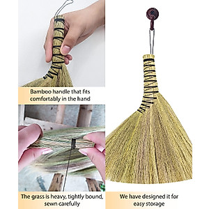 Small Whisk Broom,Handmade Turkey Wing Whisk Broom 12" for Cleaning,Sturdy Soft Brush,Bristle Design Cleans Dust Dirt & Debris Brush Head/Perfect for Indoor Outdoor and Car