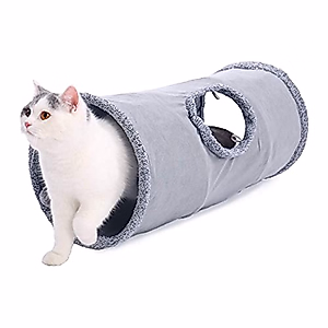 Speedy Pet Collapsible Cat Tunnel, Cat Toys Play Tunnel Durable Suede Hideaway Pet Crinkle Tunnel with Ball S