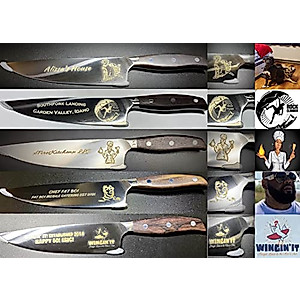 Custom Photo Engraved 8" Chef Knife, Personalized chef knife, Custom 8 inch chef knife, Damascus Steel, Custom chef knife, chef gift, Chef knife with logo (Custom Photo Engraved 8" Chef Knife)