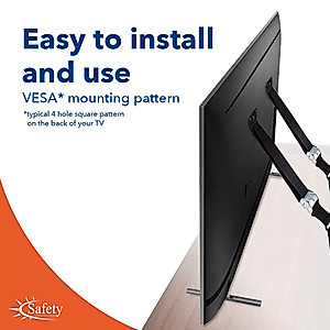 Safety Innovations Heavy Duty TV and Furniture Straps - Baby Proofing Anti Tip Straps for Child and Baby Safety - Expert Designed Strap Anchors Furniture to Walls to Prevent Tip-Overs 2Pk (Black)