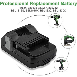 2Pack 3000mAh 18V Battery Compatible with Hitachi BSL1815X BSL1815S BSL1830 BSL1830C 330139 330557 339782 Li-ion Replacement Battery