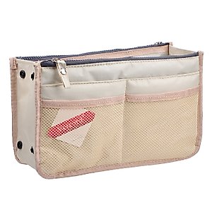 Vercord Updated Purse Handbag Organizer Insert Liner Bag in Bag 13 Pockets Milky Beige Medium