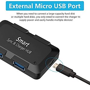 USB 3.0 Hub 4-Port USB C Hub to USB 3.0 Hub Adapter Ultra-Slim Data USB Hub 2.5ft Extended Cable Compatible Laptop, Surface Pro,XPS,PC,Camera,Flash Drive,Mobile HDD,Type C Devices SHARLLEN-(Black)