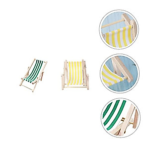 Homoyoyo 2pcs Deck Chair Model Mini Folding Chair Decorative Outdoor Decor Outdoor Tables and Chairs Mini Deck Chair Mini Foldable Recliner Mini Furniture Simulation Recliner Model Green