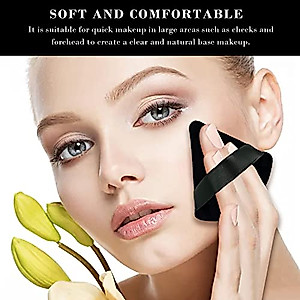 8Pcs of Triangular Powder Puff Makeup Sponges, Made of Super-soft Velvet, Designed for Contouring, Eye, and Corner, Beauty Blender Foundation Mixing Container.(Black)