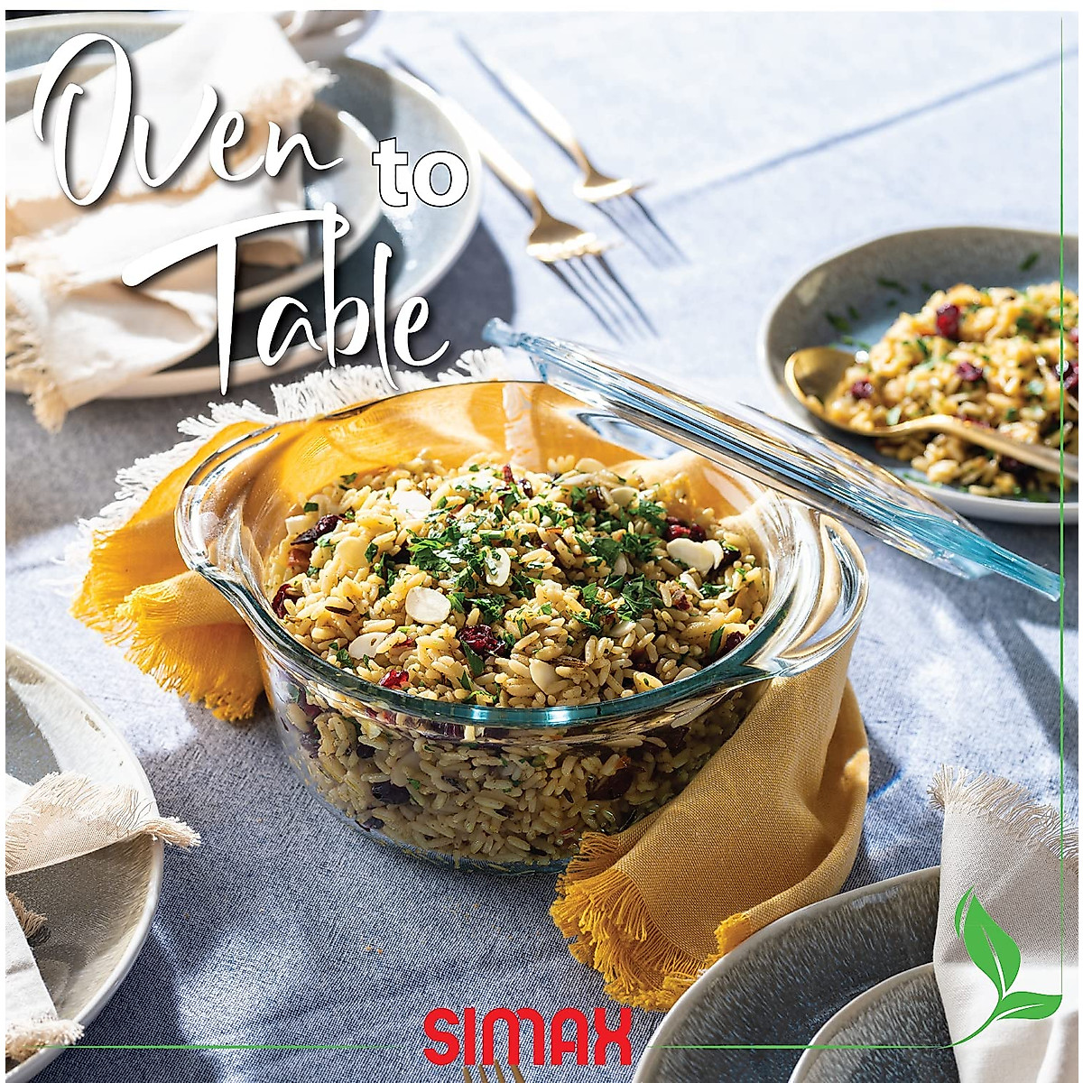 Simax Casserole Dish with Lid, Glass Casserole Dish, Holds 48 Oz (1.5 Quarts), Oven to Table Serving Dish, Microwave, Dishwasher, and Oven Safe Cookware