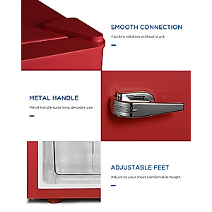 Northair 2-Door Mini Refrigerator with Freezer Compact Fridge with Removable Basket and Shelves 3.2 Cu Ft Red