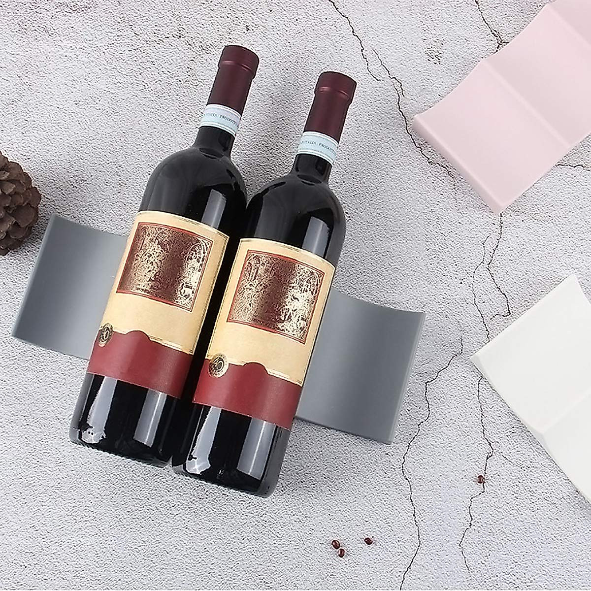 Yardwe European Style Wine Rack Plastic Wine Bottle Display Stacking Mat Can Easy Stacker Kitchen Cabinet Fridge Storage Rack (Dark Grey)