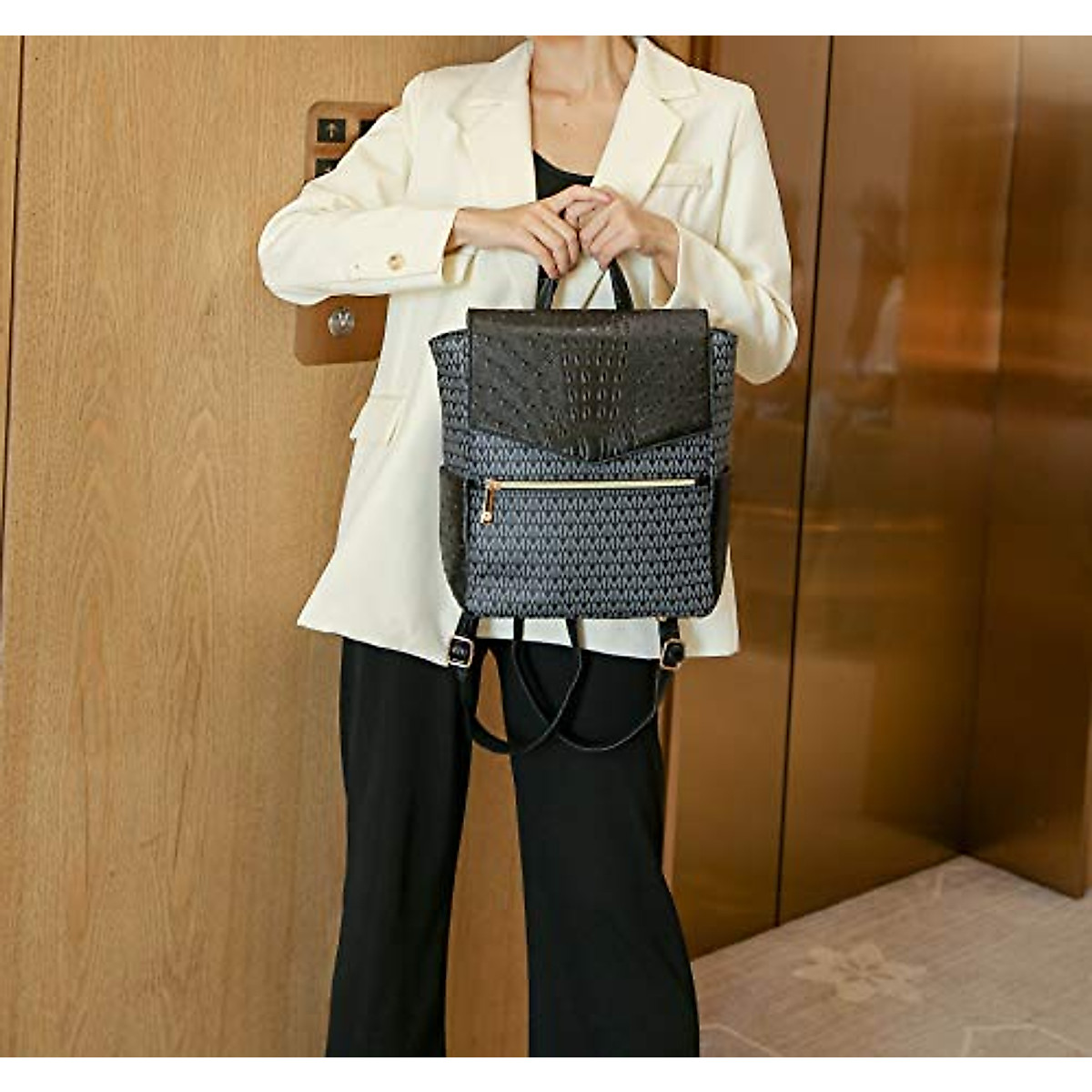 MKF Backpack Purse for Women & Girls – PU Leather Top Handle Bag Lady Fashion Travel Pocketbook – Roomy Daypack Beige