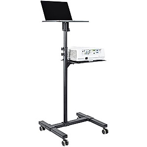 StarTech.com Mobile Projector and Laptop Stand/Cart - Heavy Duty Portable Projector Stand (2 Shelves, hold 22lb/10kg each) - Height Adjustable Rolling Presentation Cart w/Lockable Wheels (ADJPROJCART)