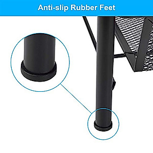 Easyhouse Spice Rack Organizer for Countertop, 2 Tier Fruits/Vegetables Storage Organizer, Standing Shelf with Mesh Baskets for Home, Kitchen, Bathroom, Office, Black