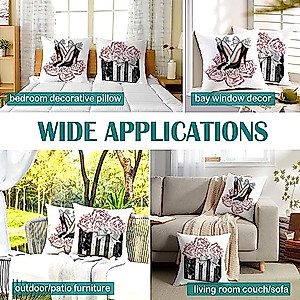FCOZM Pink Gray Throw Pillow Covers Couch Bed Decorative Pillow Covers Fashion Handbag High Heels Flower Sofa Pillow Covers 18x18 Women Teen Girls Room Decor Soft Velvet Square Pillow Cases Set of 2