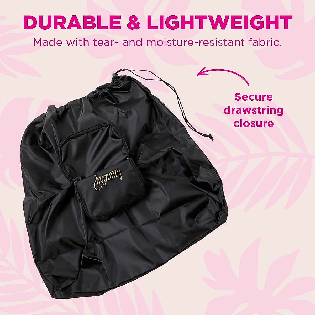 Miamica Soft Travel Laundry Bag with Zipper and Drawstring, Black & Gold, 21” x 22” – Keep Your Dirty Clothes Separate and Your Suitcase Organized – Expandable, Durable, and Foldable Laundry Bag