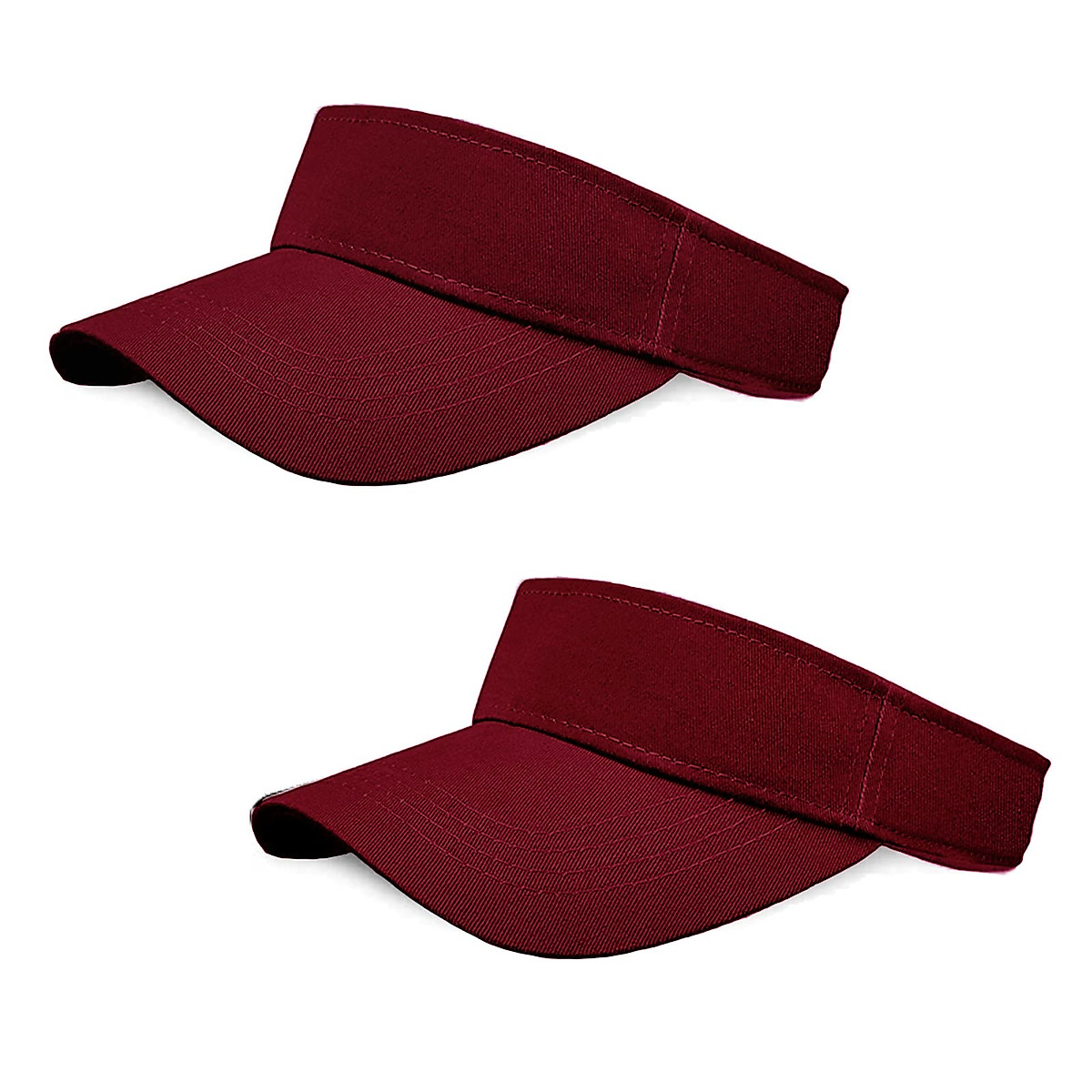 2 Pieces of Burgundy Sun Visor Hats Adjustable Sport Visors Cap Visors for Women and Men (One Size)