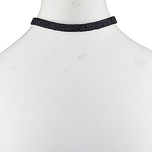 LUX ACCESSORIES Tattoo Black Velvet Suede and Studded Stone Choker Set (3pc) (BLACK)