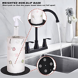 Paper Towel Holder with Spray Bottle, Stainless Steel Countertop Paper Towel Holder Stand with Sprayer Inside Center One-Handed Operation Kitchen Papertowels Roller with Non Slip Weighted Base