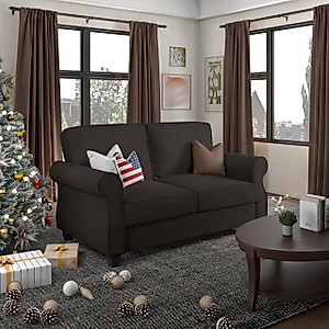 Lonkwa 57" Loveseat Sofa Couch, Upholstered Brown Couches for Living Room, 2 Seat Small Love Seat with Rounded Arms, Living Room Furniture Small Couches for Small Spaces, Apartment