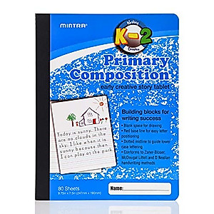 Mintra Office Primary Composition Books (4 Pack, Primary Ruled - Assorted)