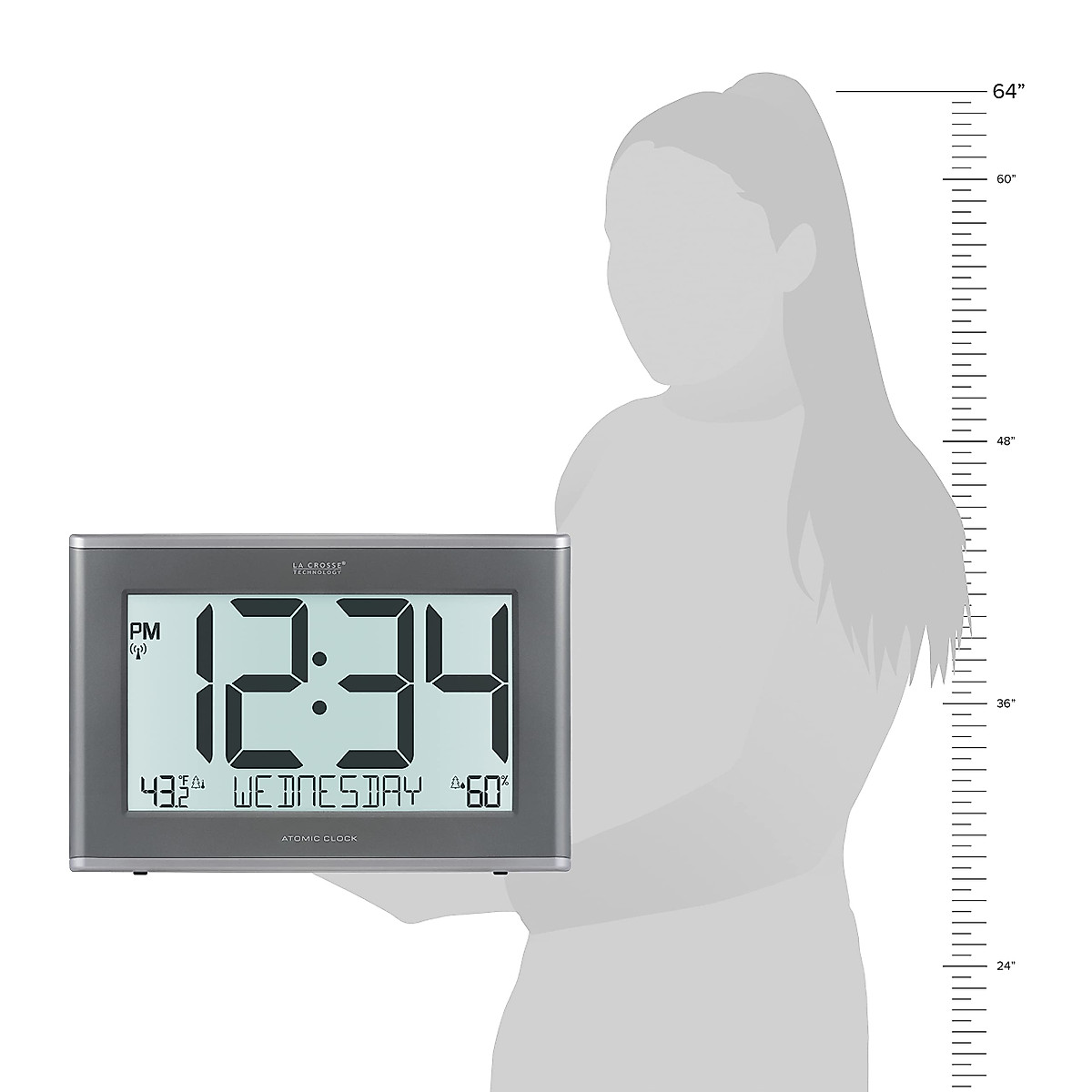 La Crosse Technology 513-21867-INT Extra-Large Slim Atomic Digital Clock with Backlight