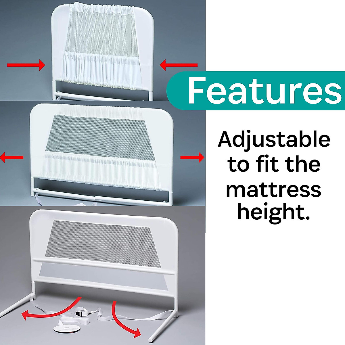 KidCo Children's Toddler Mesh 39 Inches Long Bed Rail Guard for Twin, Double, Full Size Queen, and King Mattress, White (Single)