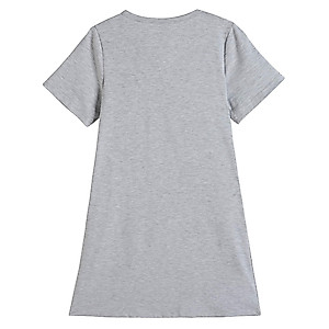 Hupohoi Big Girls' Summer Cartoon Sleepwear Cute Panda Lovely Cat Nightgown Cotton Sleepshirt Dress, Panda, 12(US 8-11 Years)