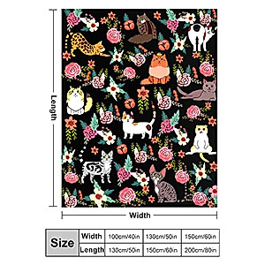Cute Cat Blanket Super Soft Flannel Fleece Throw Blankets Kids Adults for Bedding Bedroom Living Rooms Sofa Full Season Gifts 50"x40"