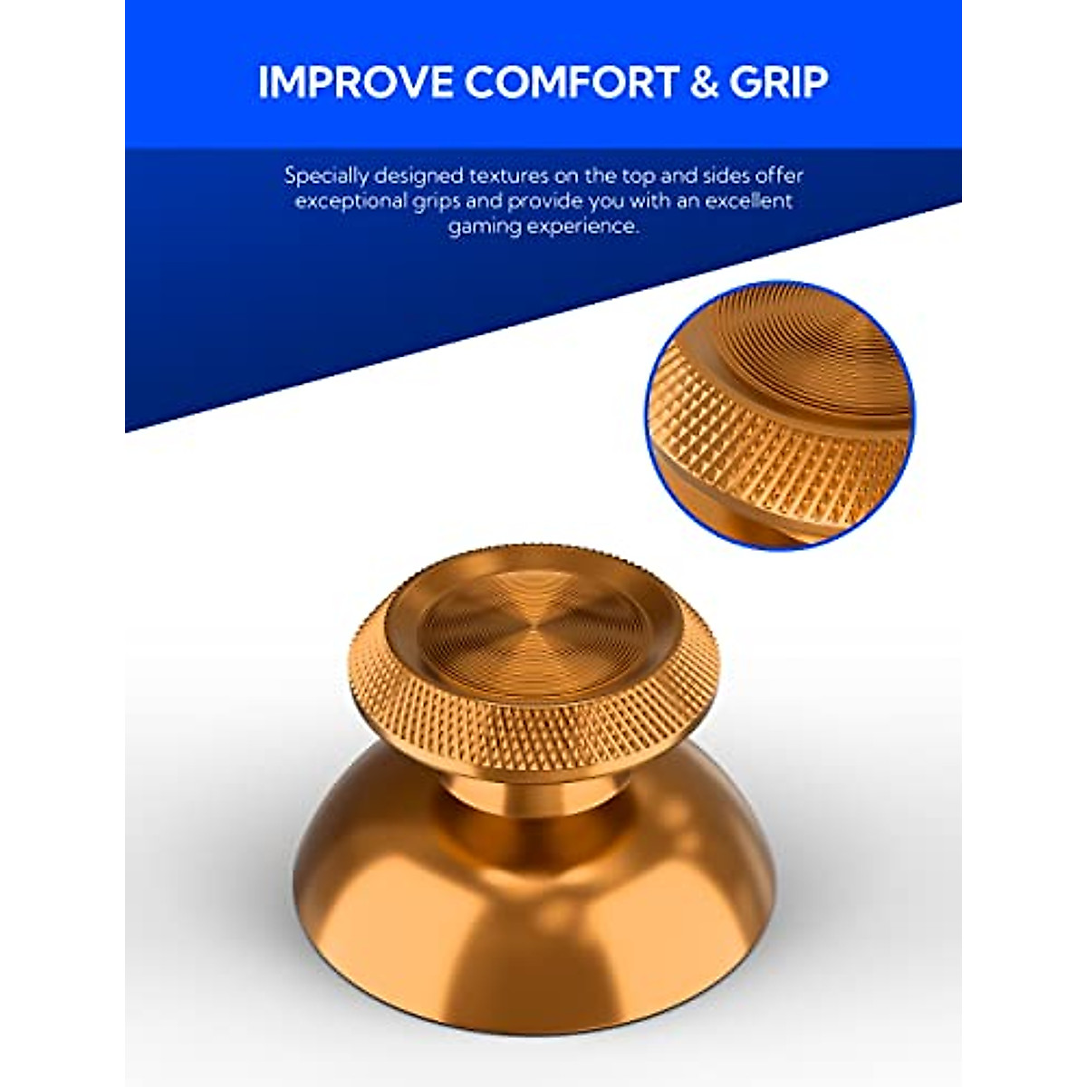 Avericht Metal Thumbsticks for PS5 Controller, Aluminum Joystick Replacement Kit for Dualsense Controller Accessories (Gold)