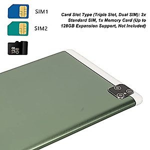 8.1 Inch Tablet, Android 10 2.4/5Ghz WiFi Tablet PC, 4+64GB, MTK6592 CPU, 720x1280 Resolution, with 3 Card Slots, Green, for Entertainment