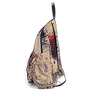 OPQRSTU Women Hippie Hand Bag Large Capacity Bohemian Bag Portable Tourist Fashion Backpacks (Khaki)