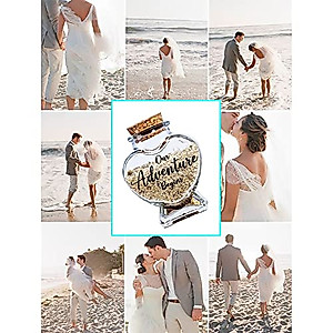 CATABUBU Honeymoon Sand Keepsake Jar 2023, Bridal Shower Gift, Wedding Gift, Engagement Gift, Honeymoon Gift, Travel Gift for Couples Newlywed, Hand Lettered Our Adventure Begin Jar(Heart Shape)