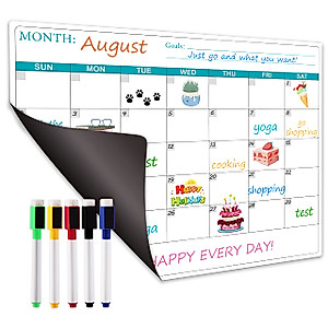 Magnetic Dry Erase Fridge Calendar - Magnetic Calendar for Refrigerator Planner, Fridge Magnetic Calendar with Six Markers, Kitchen Fridge Calendar White Board in Monthly & Weekly Set, 11.4" x 14.76"