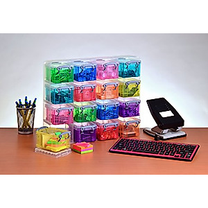 Really Useful Organiser, 16 x 0.14 Litre Storage Boxes in a Clear Plastic Organiser and Assorted Coloured Boxes