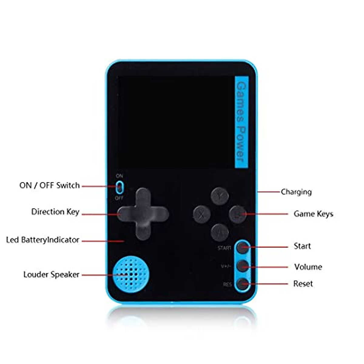 Blue Handheld Retro Mini Video Game Console Built-in 500 Classic Games for Birthday Gift