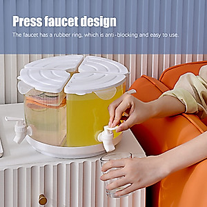 PRTECY Beverage Dispenser for Fridge, 5.5 L/1.5 Gallon Rotating Plastic Drink Dispenser with Spigot 4 Grids Cold Kettle Refrigerator Iced Lemonade Juice Containers for Daily Use (Green)