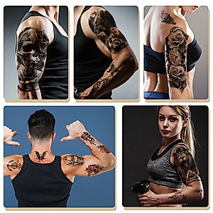 Yazhiji 70sheets Waterproof Temporary Tattoo for Girls or Boys Kids 10sheets Larger Half Arm Wolf Tiger Lion Fake Tattoos for Men or Women And 60 sheets Tiny Flower Snake Bird Crown Tattoo Sticker