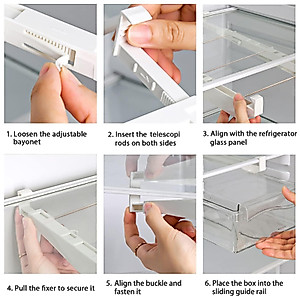 URALFA 2 Pack Fridge Drawer Organizer, Refrigerator Drawers for Fruit and Vegetable, Refrigerator Organization and Storage Box, Transparent Pull Out Drawer Fit for Fridge Shelf Under 1.1"