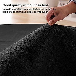 Rainlin Ultra Soft Fluffy Faux Fur Sheepskin Area Rug Modern 2x6 Living Room Fur Runner Rugs Shaggy Beside Rugs Warm Faux Fur Couch Cover for Sofa and Bay Window, Black