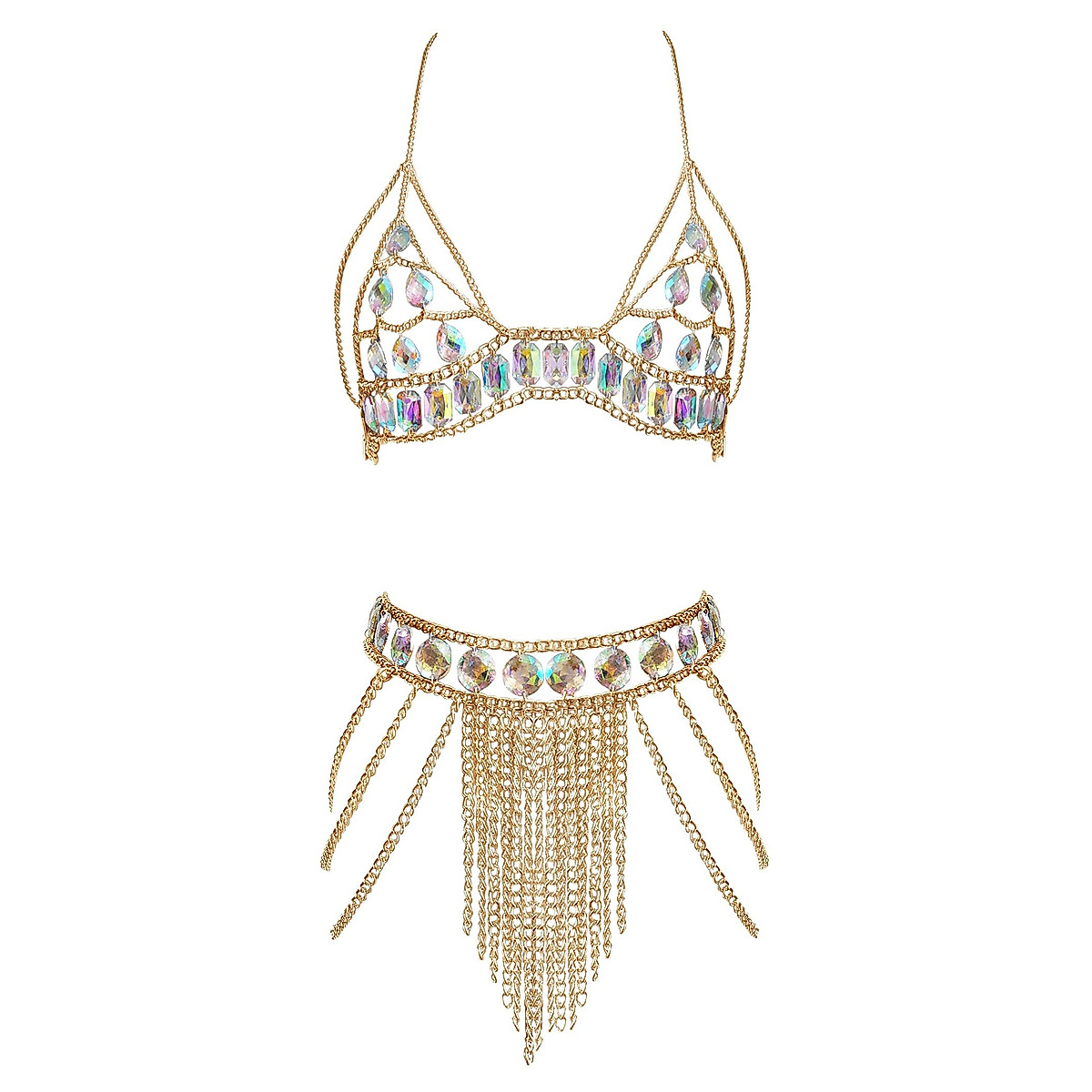 Connie Cloris Women's Sexy Suit Body Chain (E-Gold Colour)