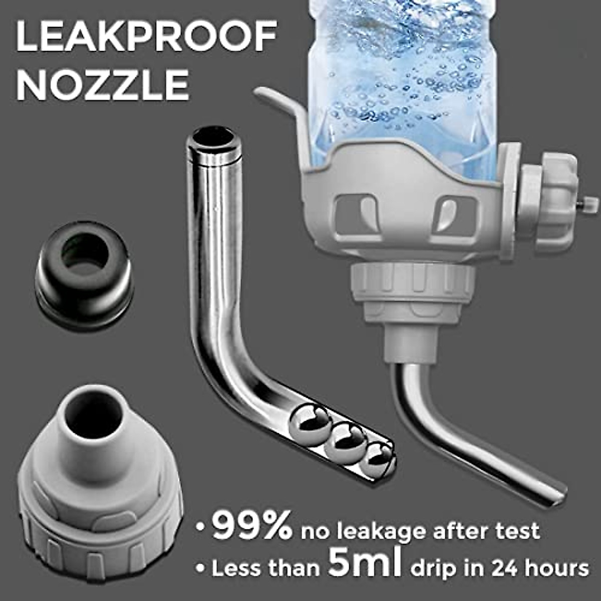 Vannon Dog Water Dispenser for Cage Leakproof Crate Water Bottle for Dogs & Rabbits Pet Auto Feeding Water Bottle Nozzle Diameter: 12mm, Top Fill, BPA Free