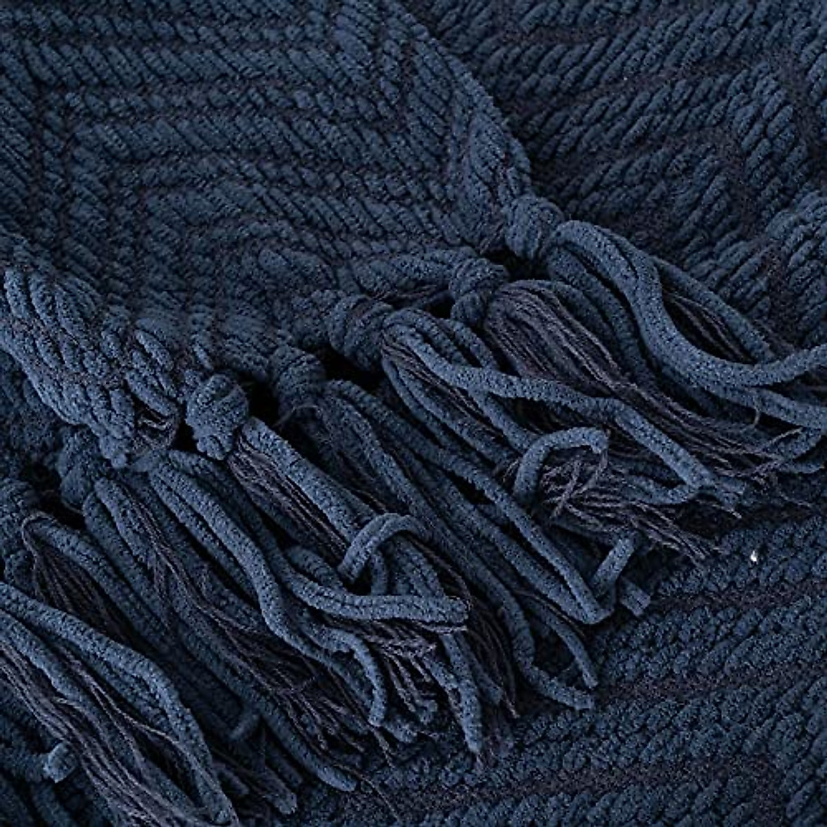 BATTILO HOME Navy Blue Throw Blanket for Couch, Knitted Blue Blanket Throw 50'' x 60'', Super Soft Warm Navy Throws for Chair Sofa Home Decor