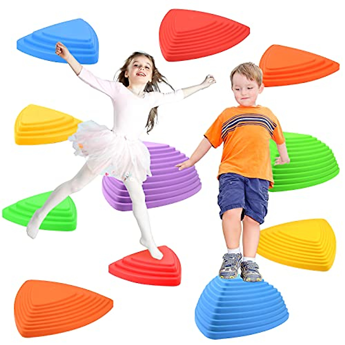 Gentle Monster Stepping Stones for Kids, Set of 11 Pcs for Balance with Non-Slip Bottom - Exercise Coordination and Stability