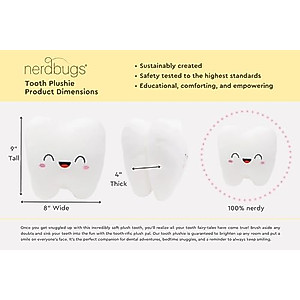 nerdbugs Tooth Plush- The Molar The Merrier! - Dentist Gift/Oral Surgeon Gift/Dental Hygenist Gift/ Tooth Fair Pillow