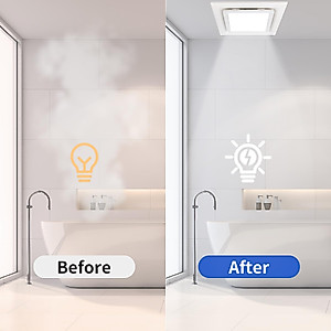 Yopmb Bathroom Exhaust Fan with LED Light ，Square Ceiling Mount Quiet Exhaust Fan for Shower/Bathroom/Office/Home/Restroom，1.0Sone 110 CFM 110V 4" Duct, White