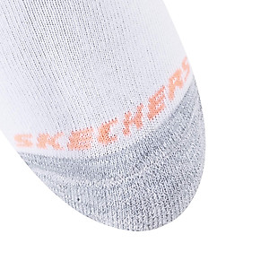 Skechers womens 10 Pack No Show Running Socks, White/Orange, 9 11 US