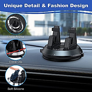 MEIDI [Double Suction] Dashboard Phone Holder, Car Phone Holder Mount, Removable Car Cell Phone Cradle, Rotatable Desk Phone Holder for Car, Compatible with All Smart Phones (Black)