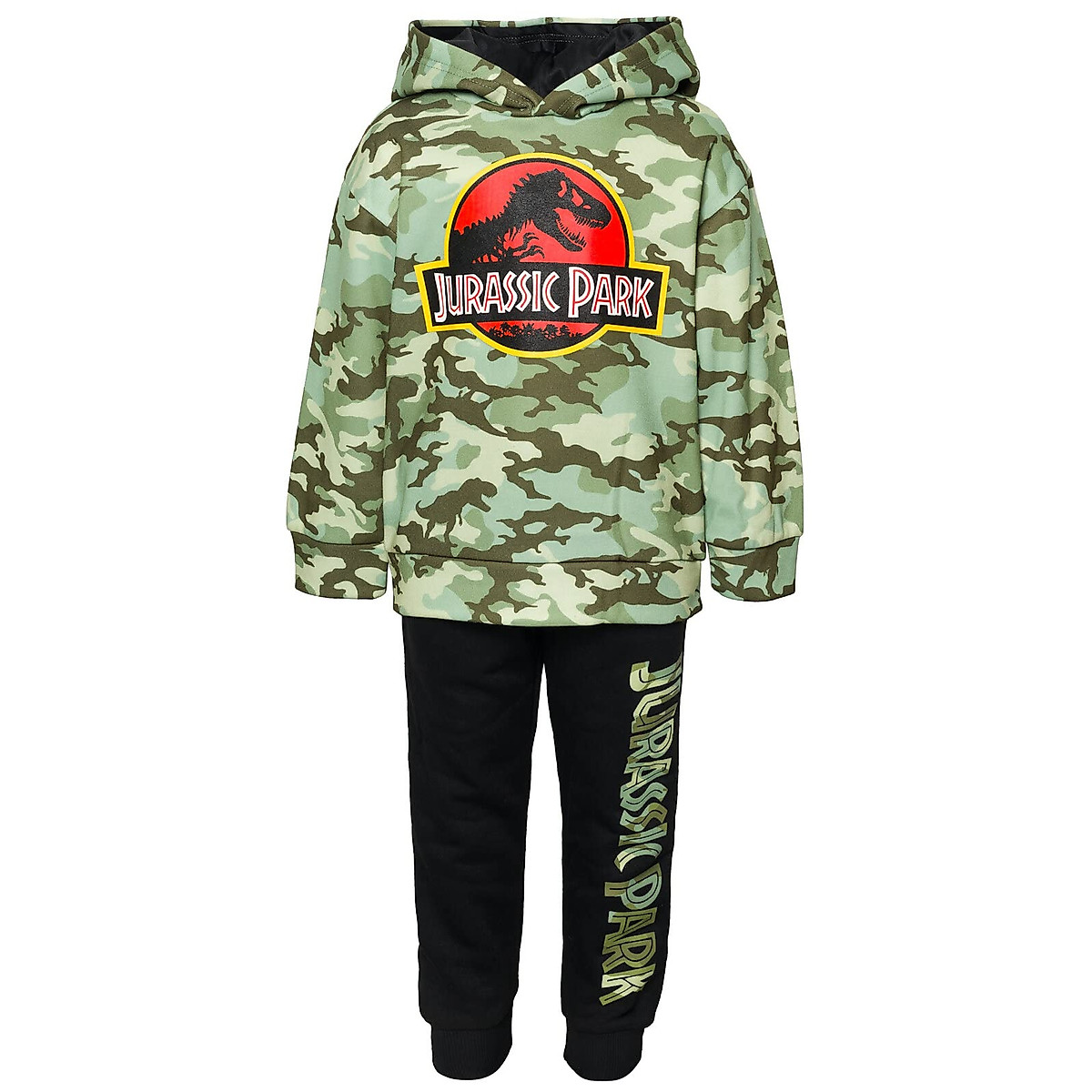 Jurassic World Jurassic Park Little Boys Fleece Pullover Hoodie and Pants Outfit Set Camo Black/Green 7-8