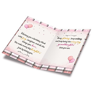 Prime Greetings Granddaughter Birthday Card, Made in America, Eco-Friendly, Thick Card Stock with Premium Envelope 5in x 7.75in, Packaged in Protective Mailer